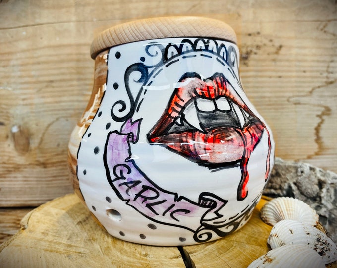 Vampire Garlic Storage, Garlic Pot, Garlic Holder, Garlic Jar, Ceramic ...
