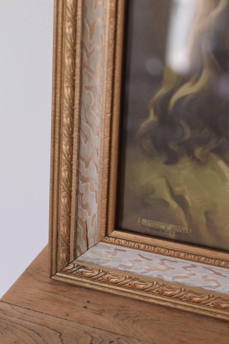 Vintage Large 1941, Kriebel & Bates, "head OF Christ" Wood Framed ...