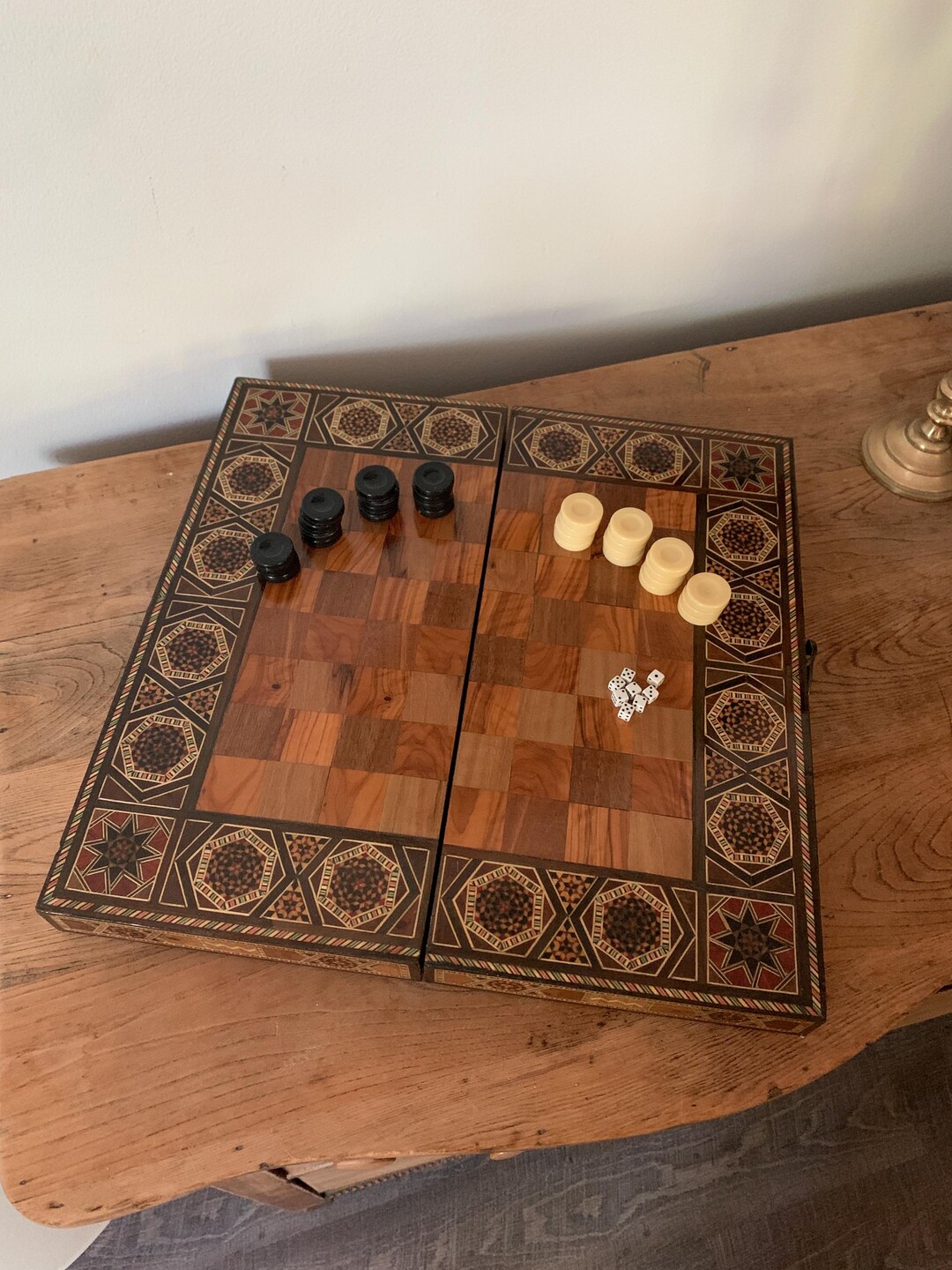 Vintage 1970s Moroccan Inlaid Mosaic Inlaid Backgammon and Chess Box - Etsy