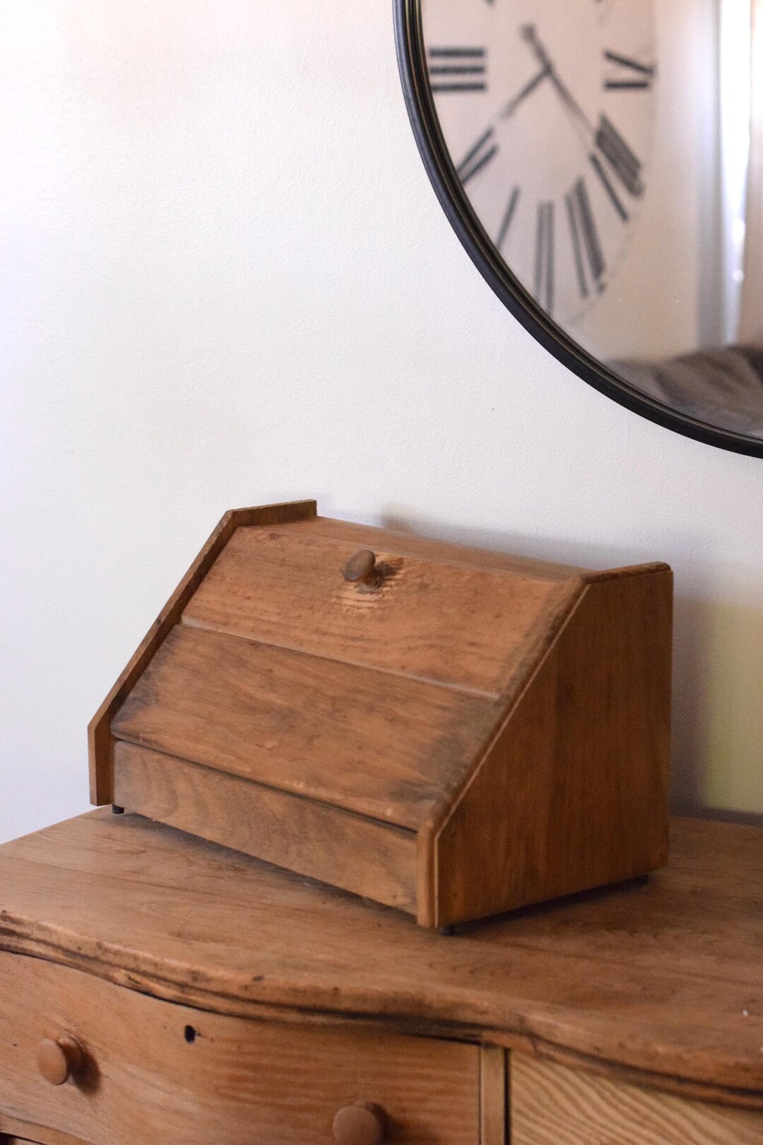 Vintage Primitive Bread Box Storage Box Vintage, Lid, Handmade, Wooden ...