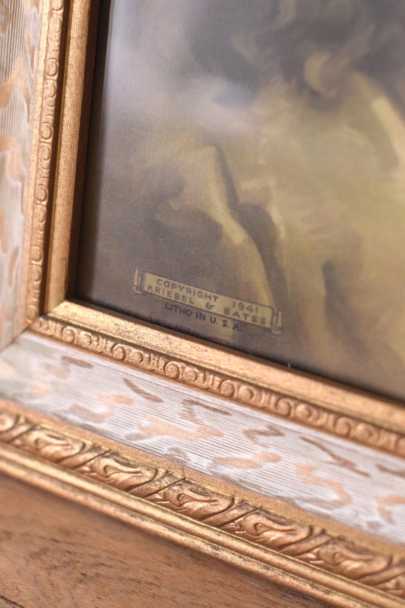Vintage Large 1941, Kriebel & Bates, "head OF Christ" Wood Framed ...