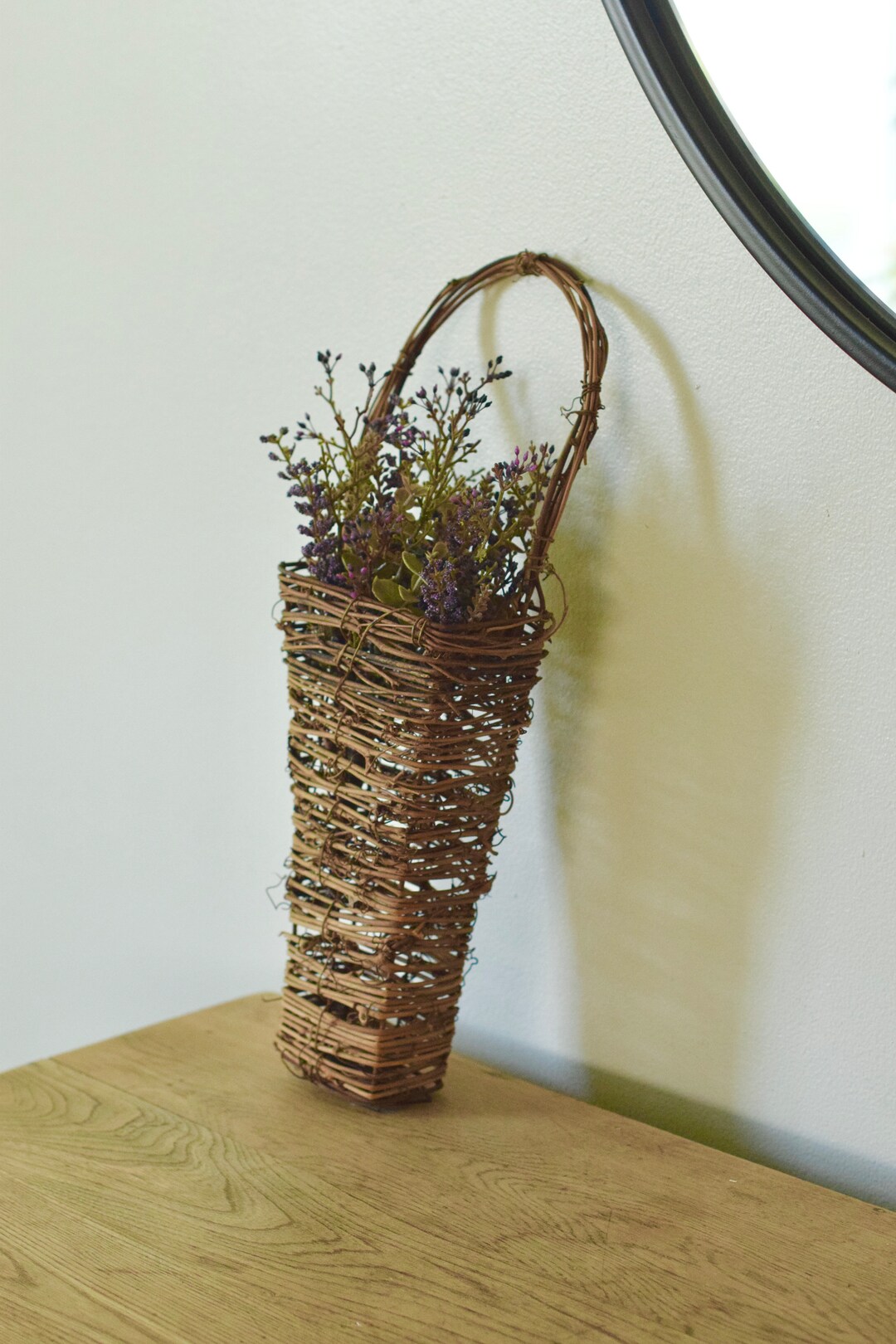 Primitive Grape Vine Wall Hanging Basket for Florals or - Etsy