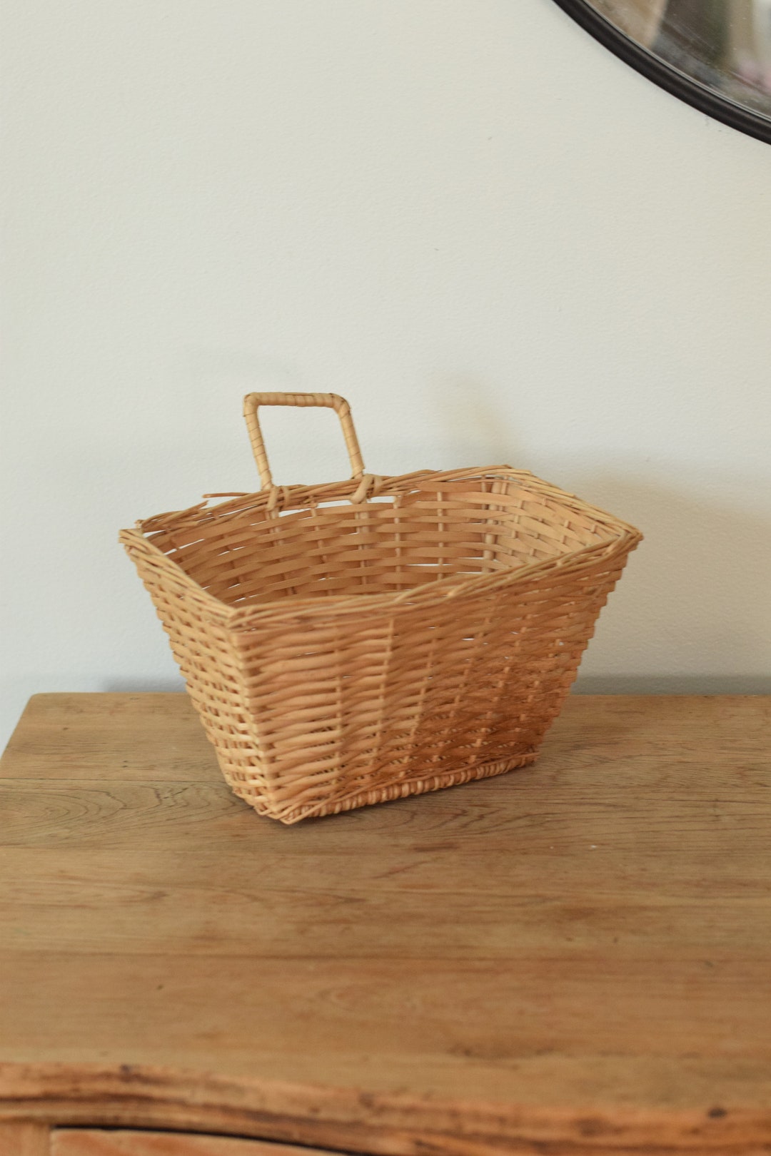 Vintage Primitive Wicker Hanging Basket for Wall or Hook Light - Etsy