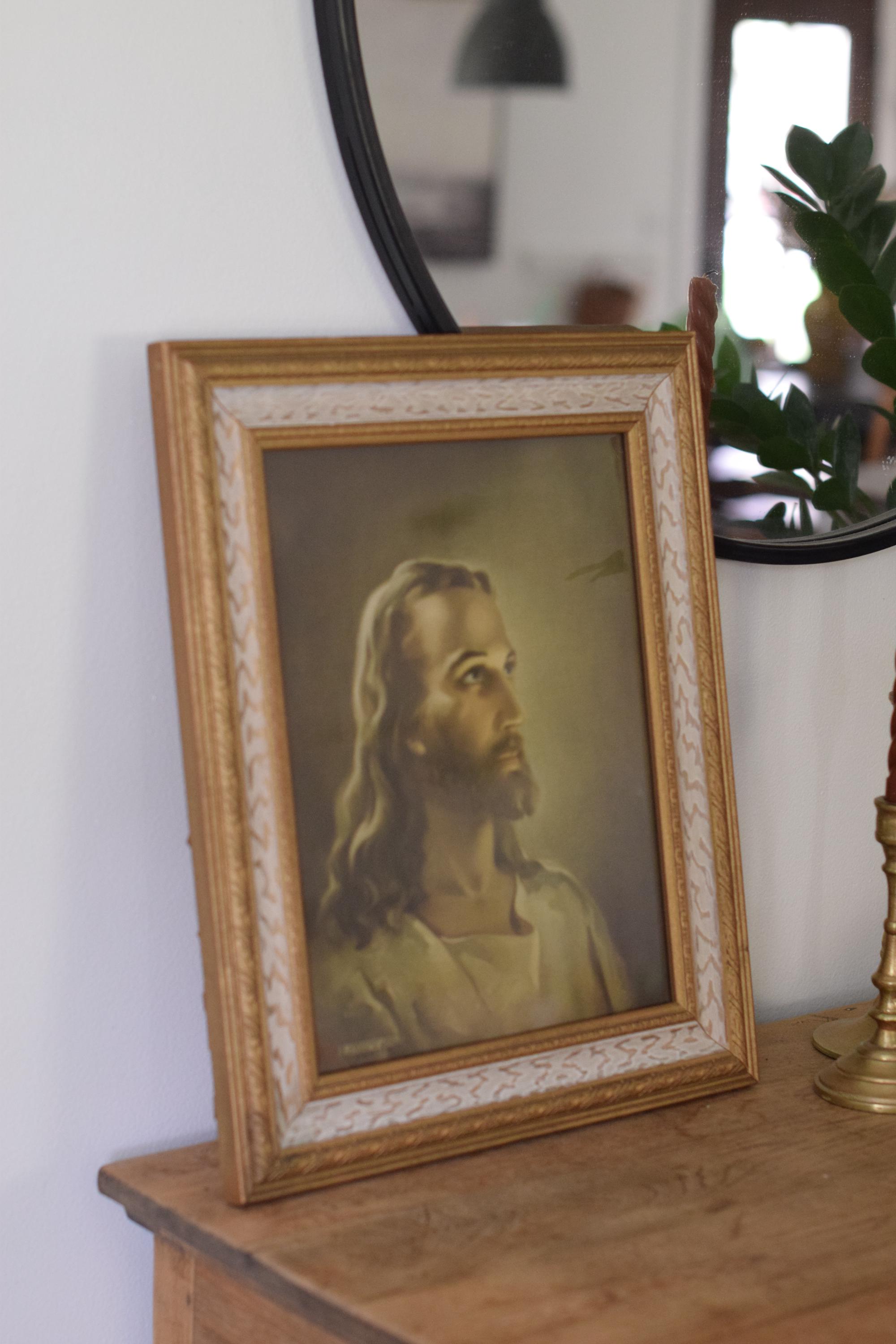 Vintage Large 1941, Kriebel & Bates, "head OF Christ" Wood Framed ...
