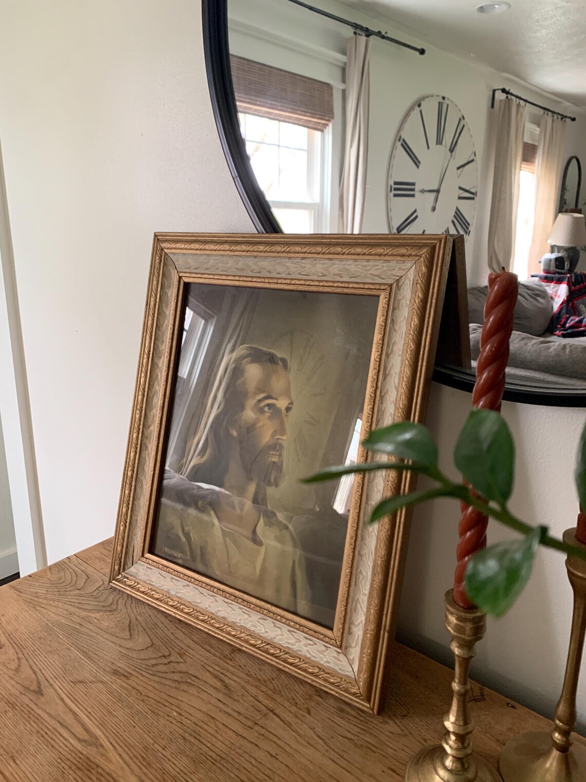 Vintage Large 1941, Kriebel & Bates, "head OF Christ" Wood Framed ...