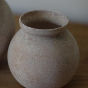 Set of 2 Hand Painted Vase L Minimalist L Round Shape L Rustic Stone ...