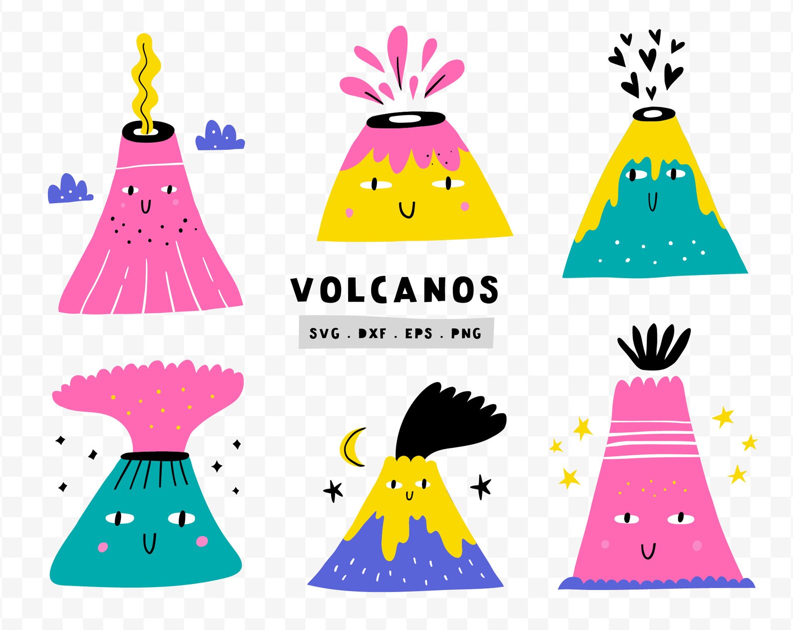 Volcano svg Cute volcanos svg files Volcano clipart for | Etsy