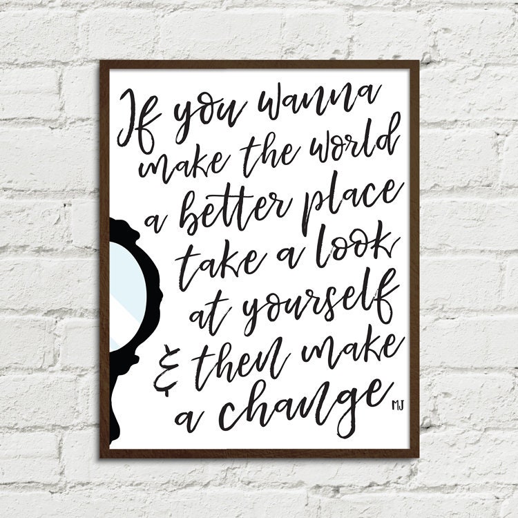 Michael Jackson - Man in the Mirror Make a Change Song Lyrics Art ...