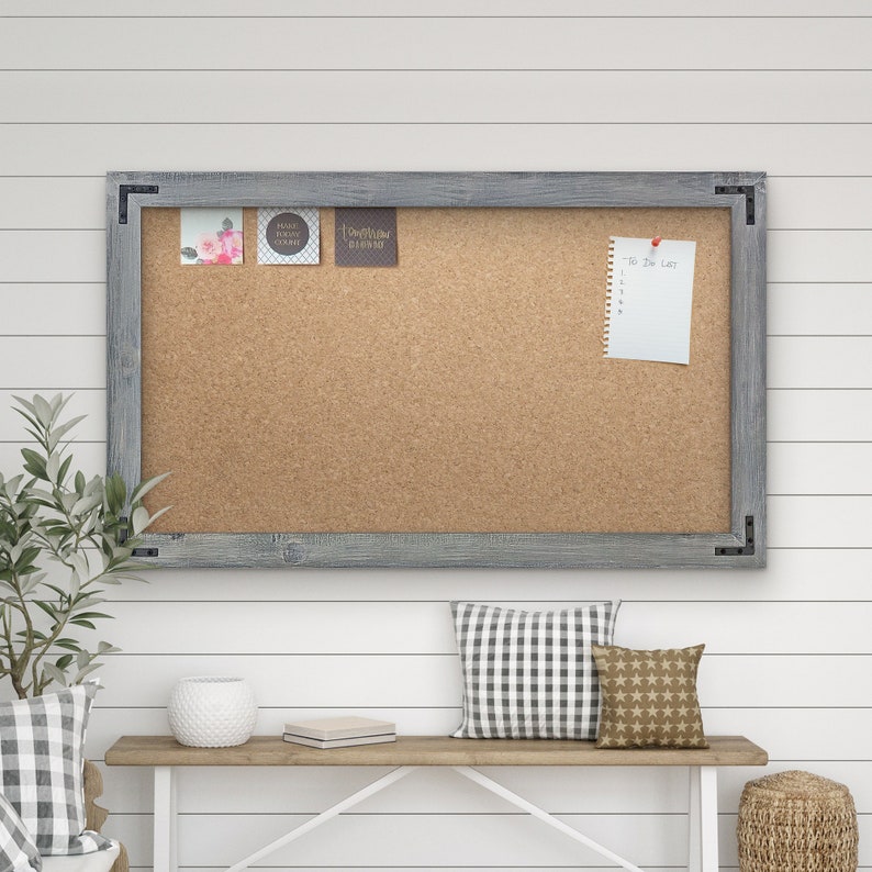 Wood Framed Cork Board, Handmade Bulletin Board, Home Office Decor, Pin ...
