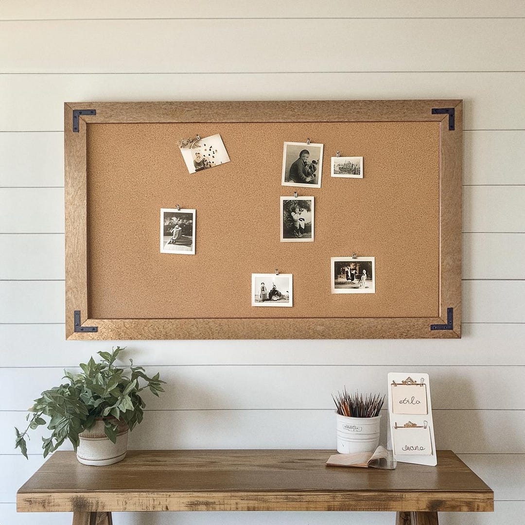 Rustic Wood Framed Bulletin Board, Kitchen Command Center, Handmade ...