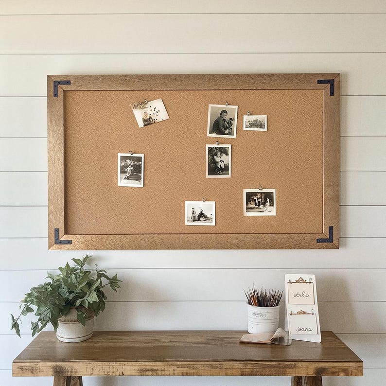 Rustic Wood Framed Bulletin Board, Kitchen Command Center, Handmade ...