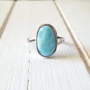 Large Oval Larimar Ring SIZE 10 925 Sterling Silver 1 Option Available Dominican Larimar Calming ...