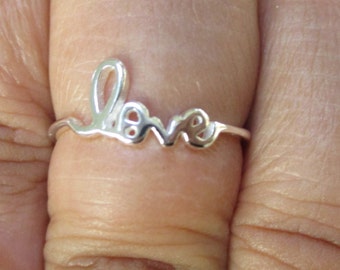 Love Ring Sterling Silver Love Script Ring Valentines Ring I - Etsy