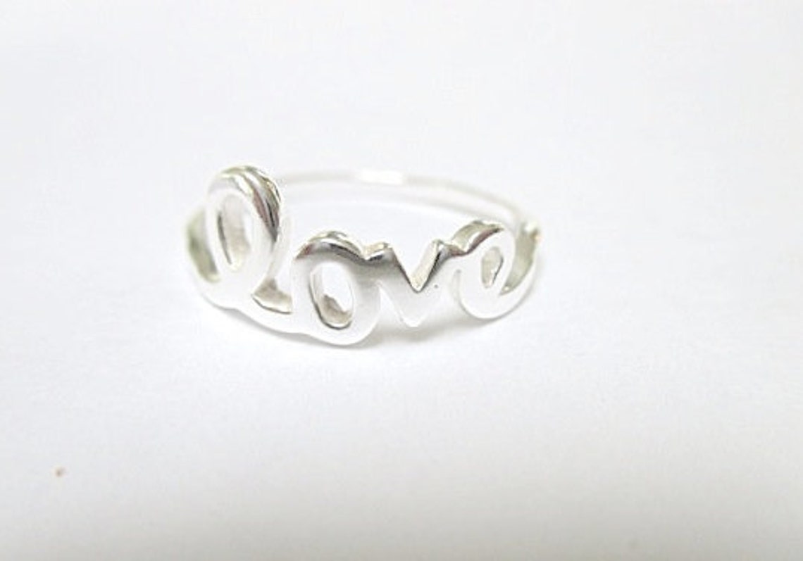 Love Ring Sterling Silver Love Script Ring Valentines Ring I - Etsy