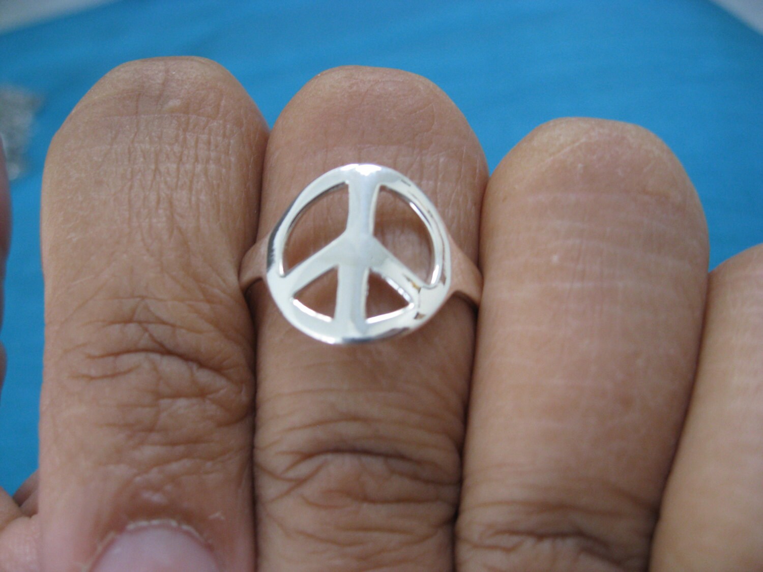 Peace Sign Ring Hi polish Sterling Silver | Etsy