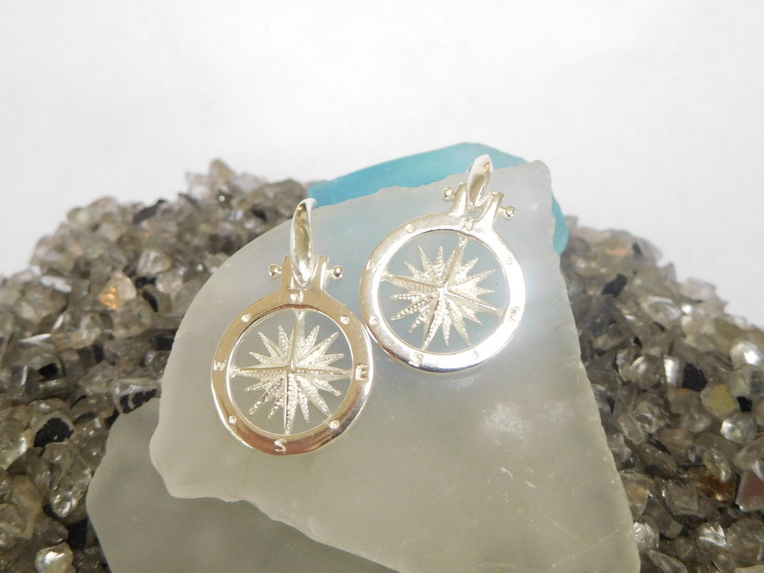 Sailor Compass Earrings Sterling Silver - Compass Jewelry - Nautical ...