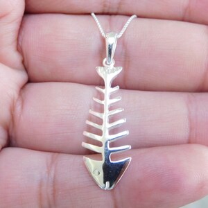Silver Fish Bone Necklace - Fish Bone - Fishbone Jewelry- Bone Necklace ...