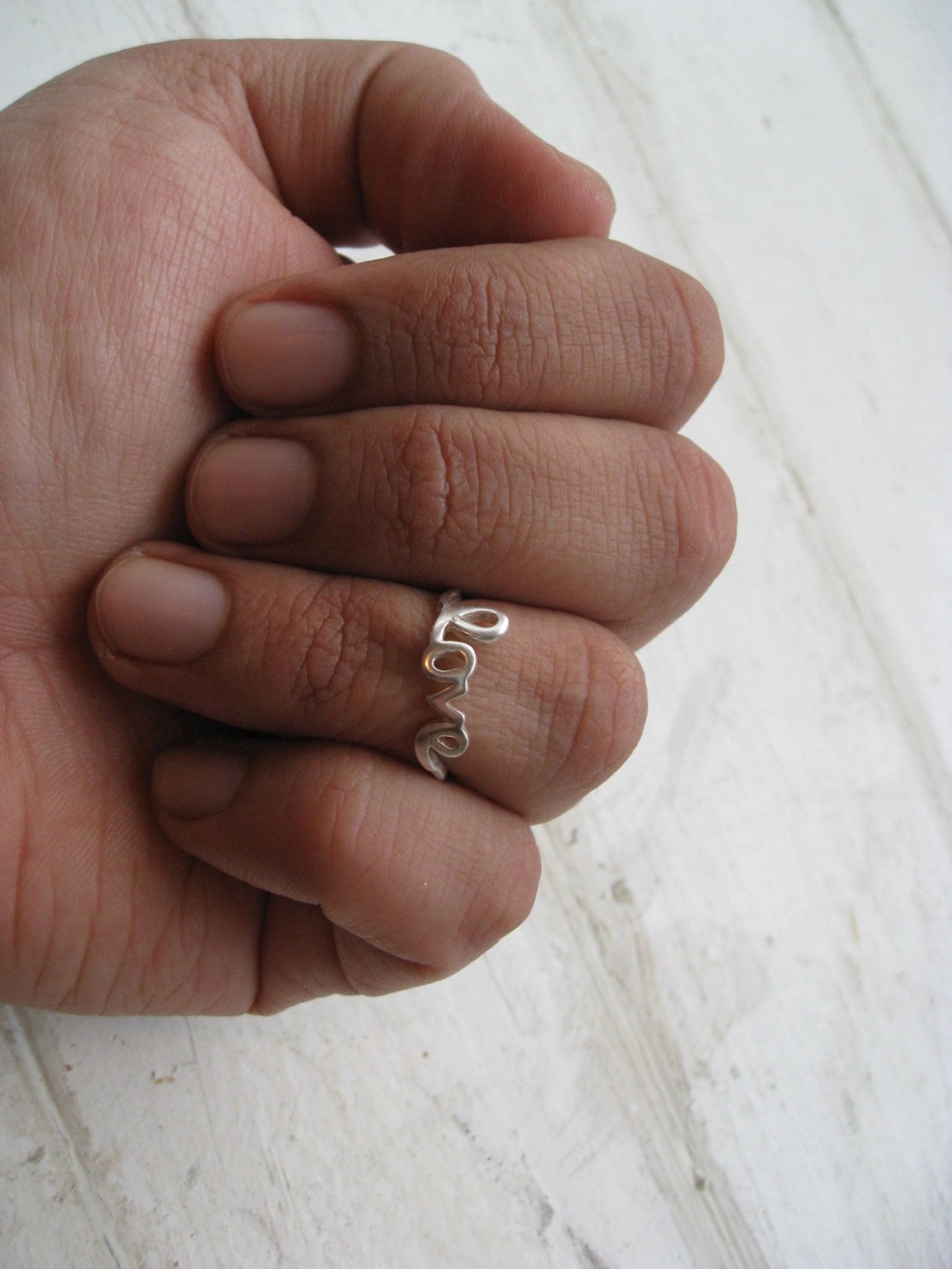 Love Ring Sterling Silver Love Script Ring Valentines Ring I - Etsy