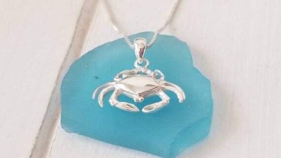 Silver Crab Necklace Sterling Silver Large Version - Etsy