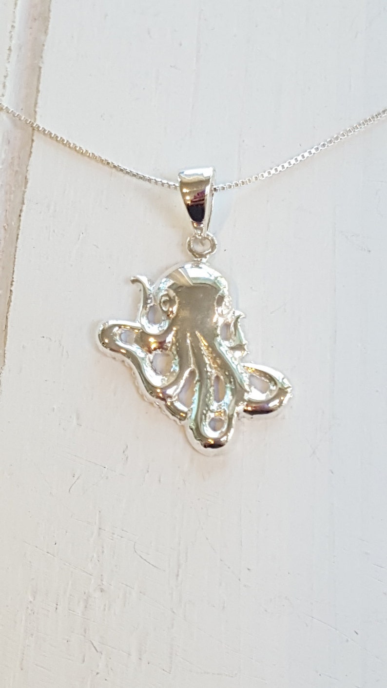 Octopus Necklace Sterling Silver Octopus Jewelry Sea D - Etsy