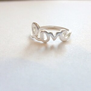 Love Ring Sterling Silver Love Script Ring Valentines Ring I Love You ...