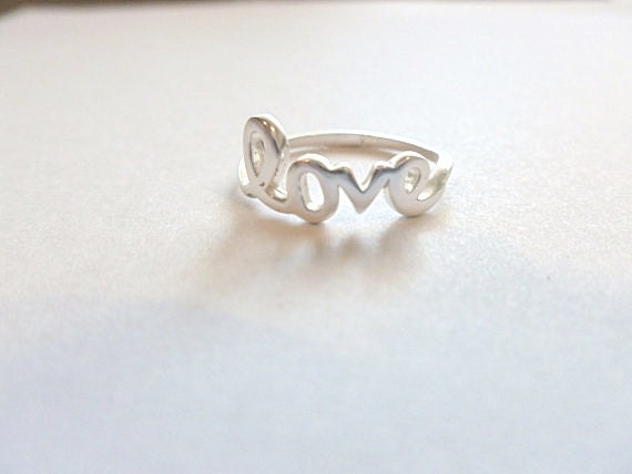 Love Ring Sterling Silver Love Script Ring Valentines Ring I - Etsy