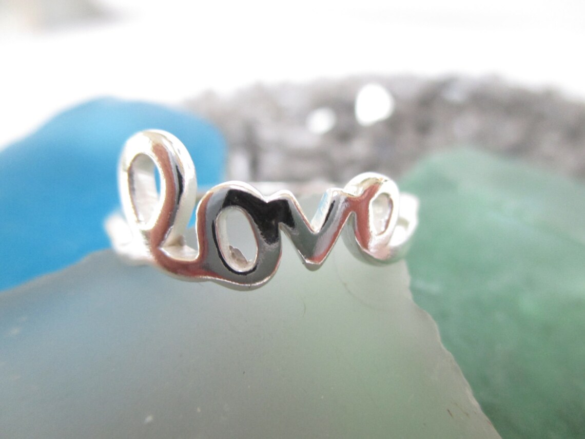 Love Ring Sterling Silver Love Script Ring Valentines Ring I - Etsy