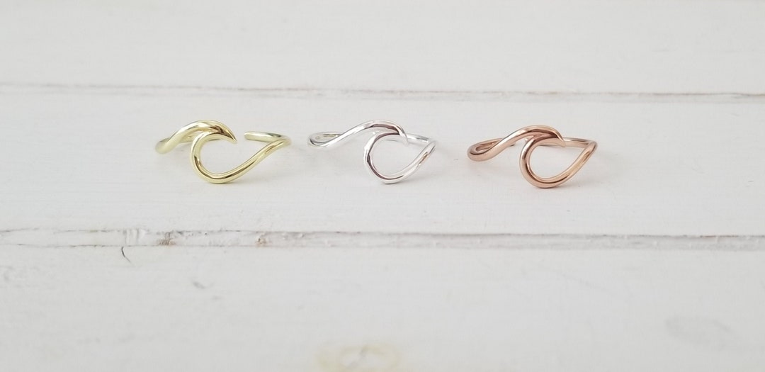 Wave Toe Ring- Plain Sterling Silver , Rose Gold Plating & Yellow Gold ...