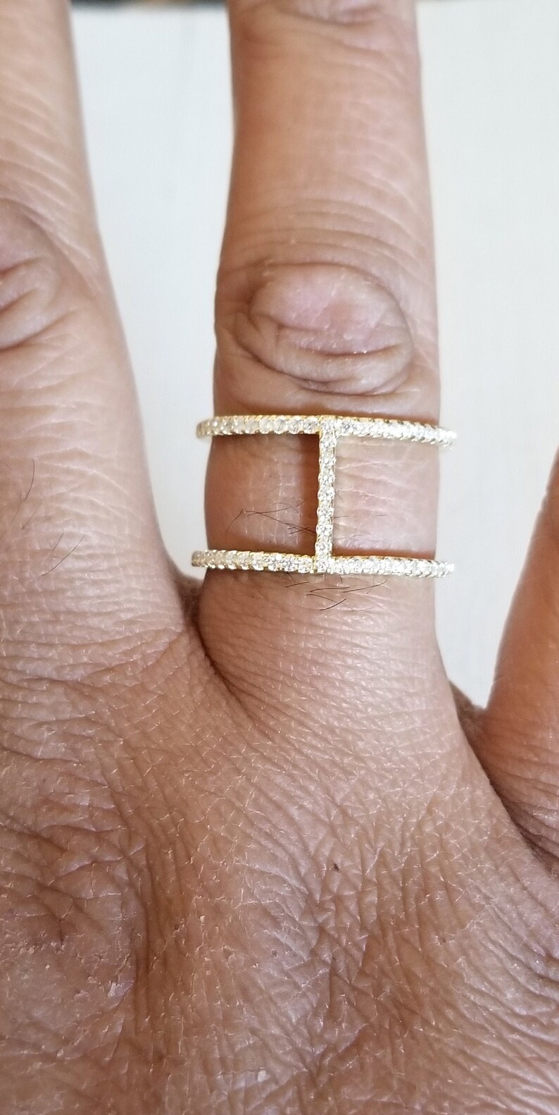 Double Band Silver Ring With CZ Sterling Silver Plain - Etsy