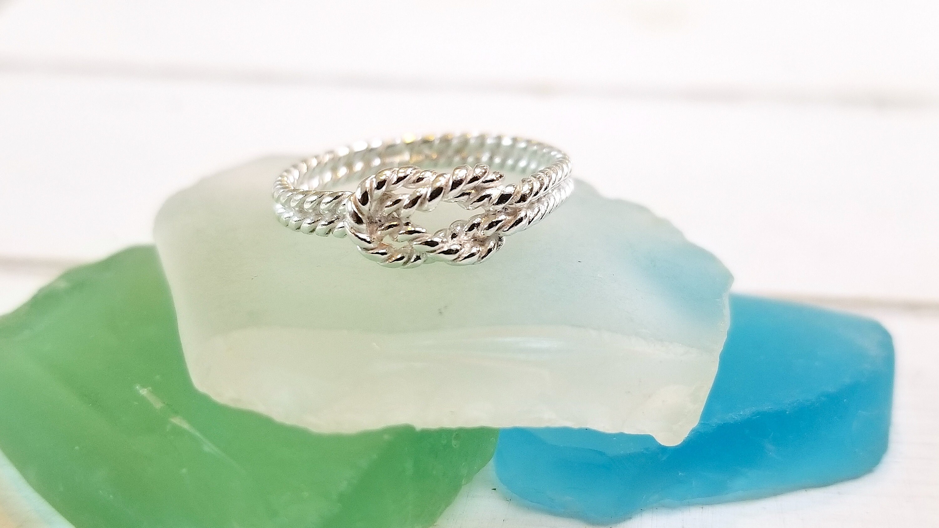 Sterling silver double rope double knot ring 925 nautical knot | Etsy