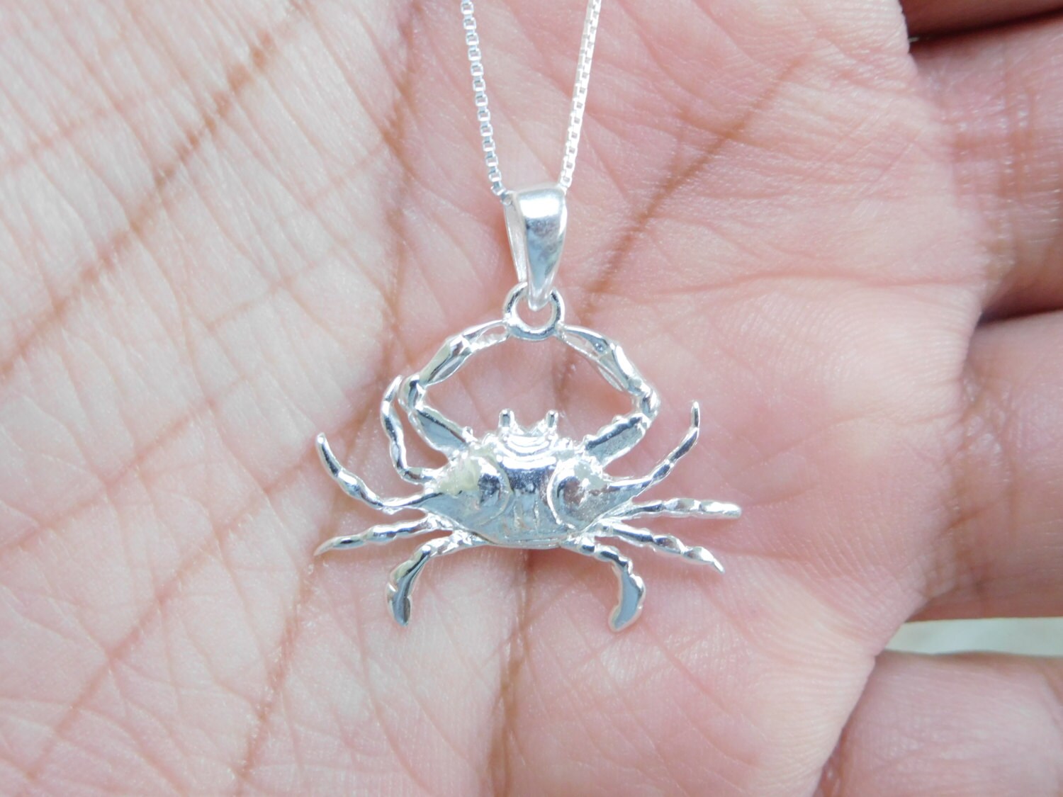 Silver Crab Necklace Sterling Silver Maryland Blue Crab | Etsy