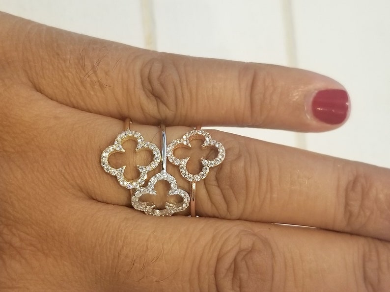 Clover Ring With CZ 925 Sterling Silver Clover Ring Plain - Etsy