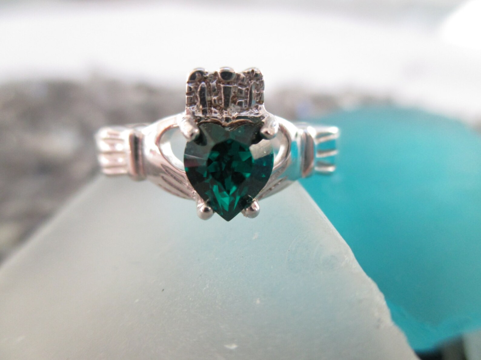 Birthstone Claddagh Ring sterling Silver Made With Swarovski - Etsy
