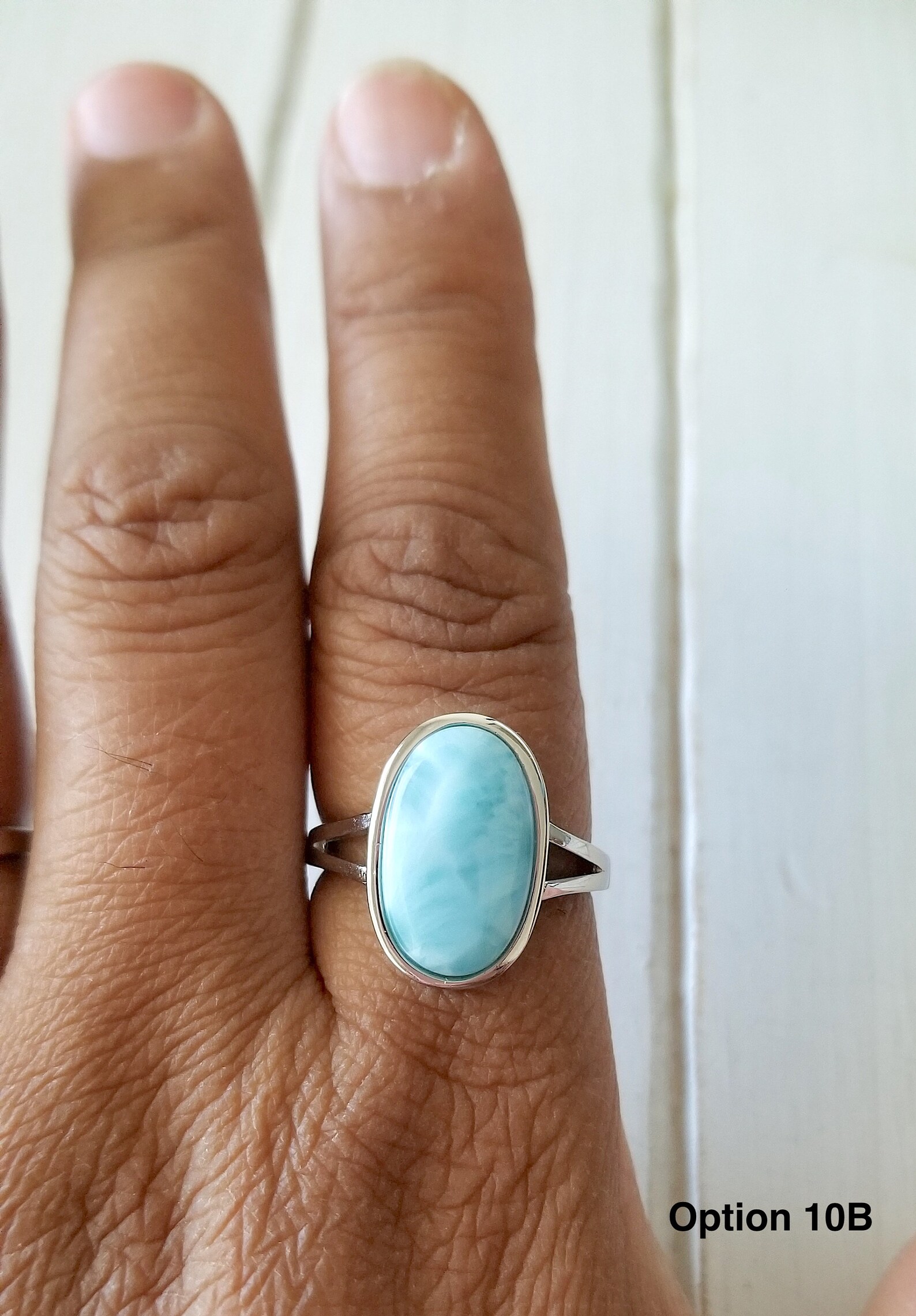 Large Oval Larimar Ring SIZE 10 925 Sterling Silver 1 - Etsy