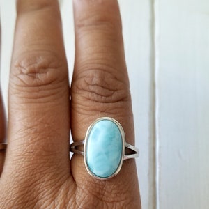 Large Oval Larimar Ring SIZE 10 925 Sterling Silver 1 Option Available Dominican Larimar Calming ...