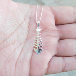 Silver Fish Bone Necklace - Fish Bone - Fishbone Jewelry- Bone Necklace ...