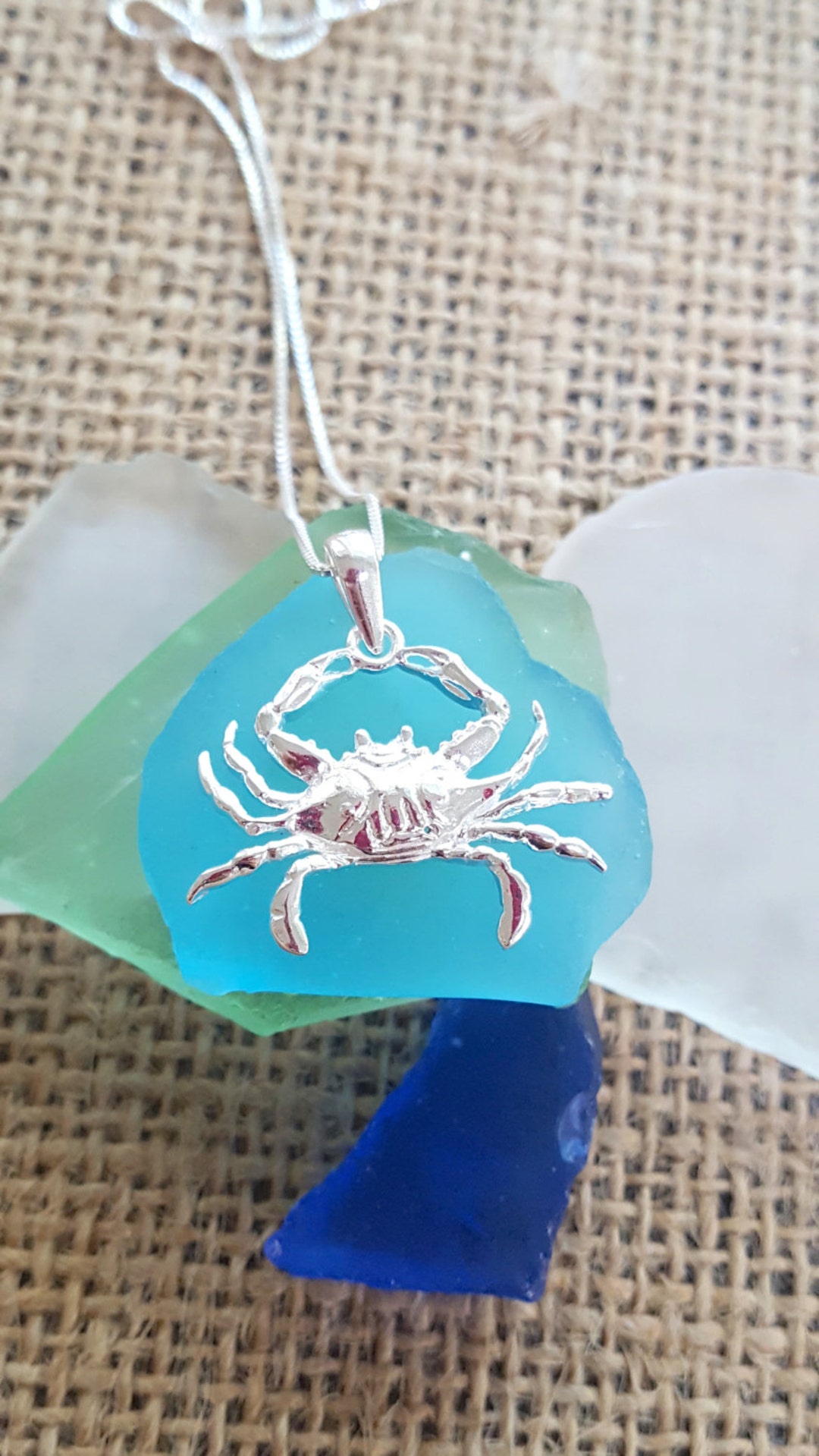 Silver Crab Necklace- Sterling Silver- Maryland Blue Crab - Chesapeake ...