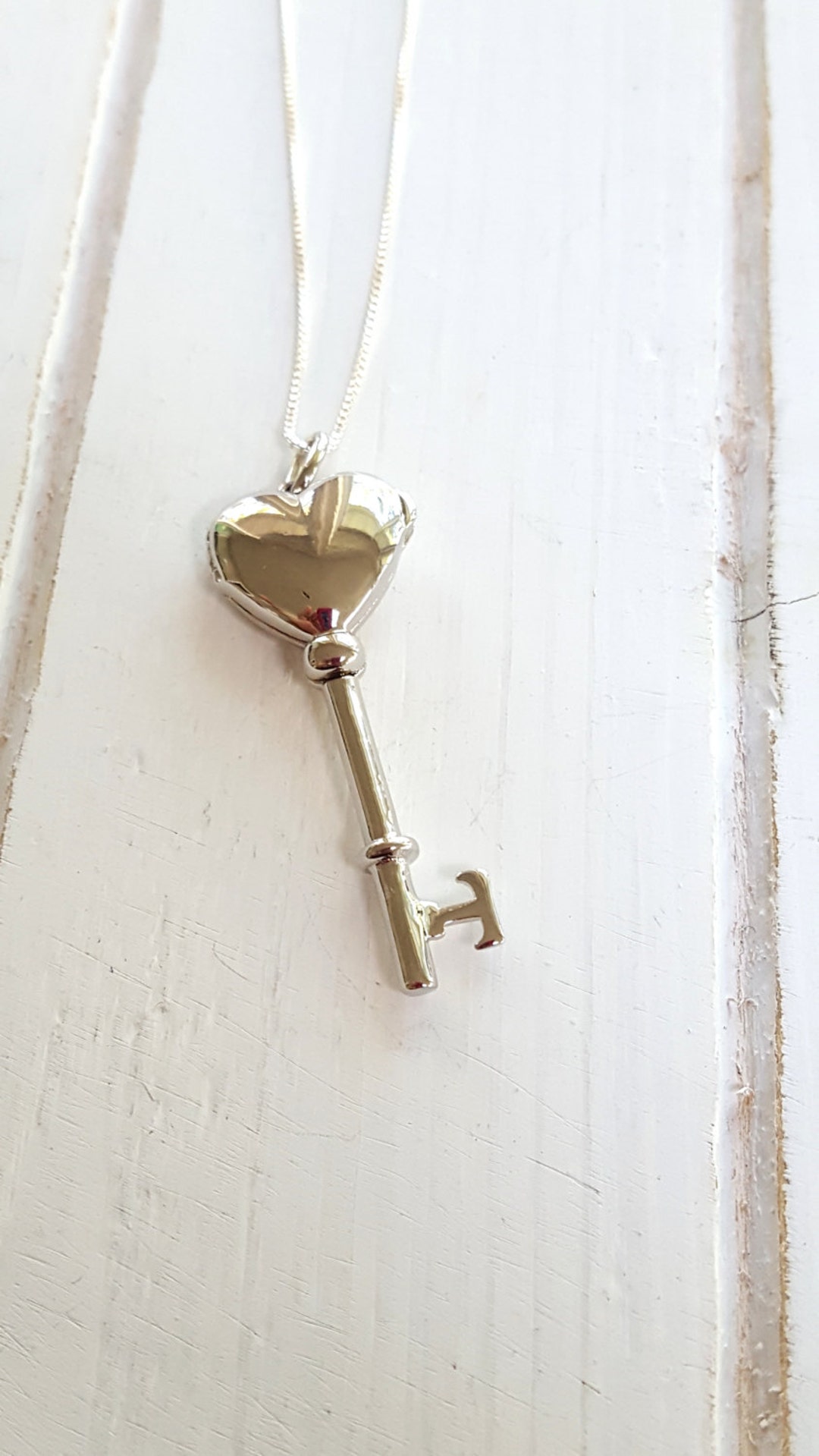 Heart Locket Key- With Turquoise Blue Enamel Inside Heart- Sterling ...