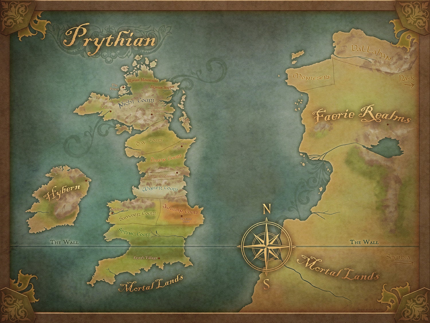 Fan Art Prythian & World Map From "a Court of Thrones and Roses" by ...