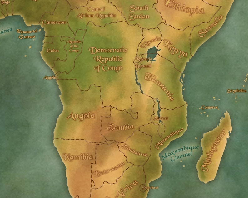 Fantasy Earth Map DIGITAL Download 300dpi 24"x48" Printable - Etsy