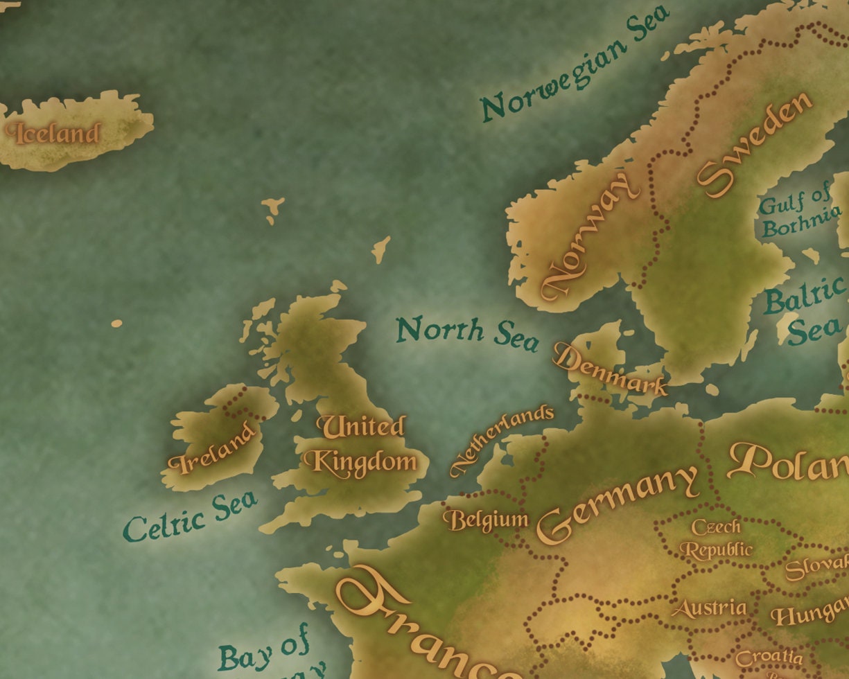 Fantasy Earth Map DIGITAL Download 300dpi 24"x48" Printable - Etsy