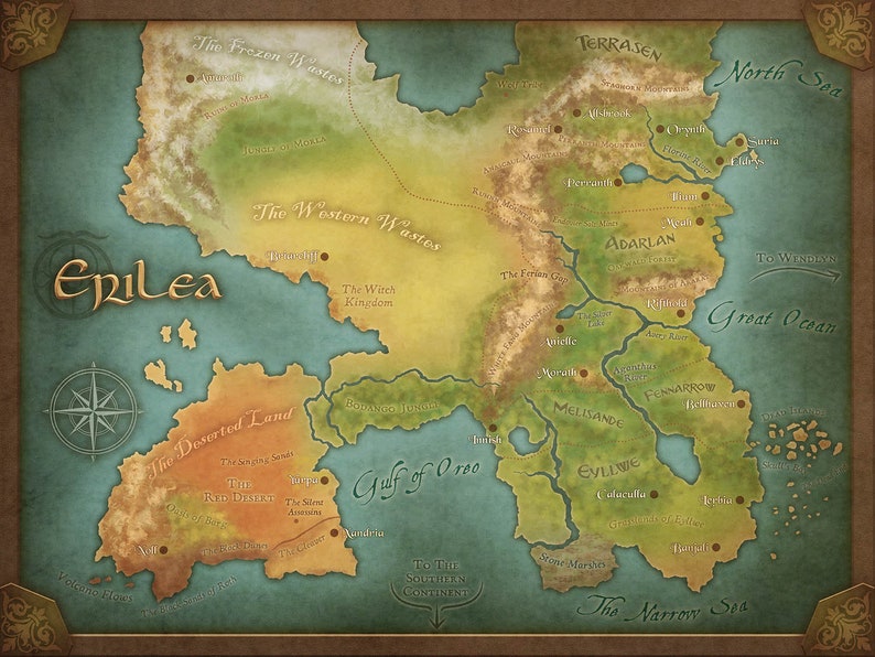 Fan Art Erilea Map From "throne of Glass" by Sarah J. Maas DIGITAL ...