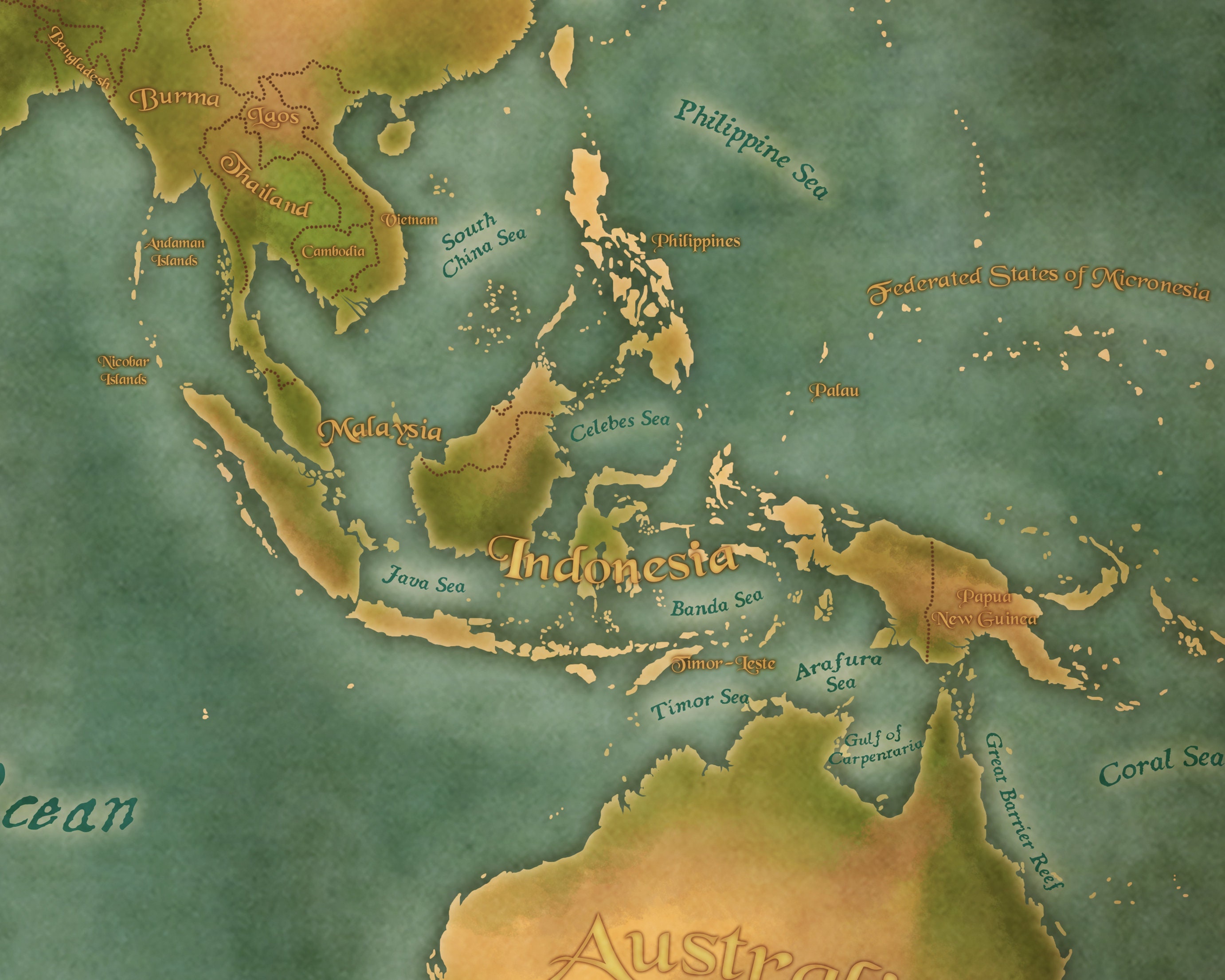 Fantasy Earth Map DIGITAL Download 300dpi 24"x48" Printable - Etsy