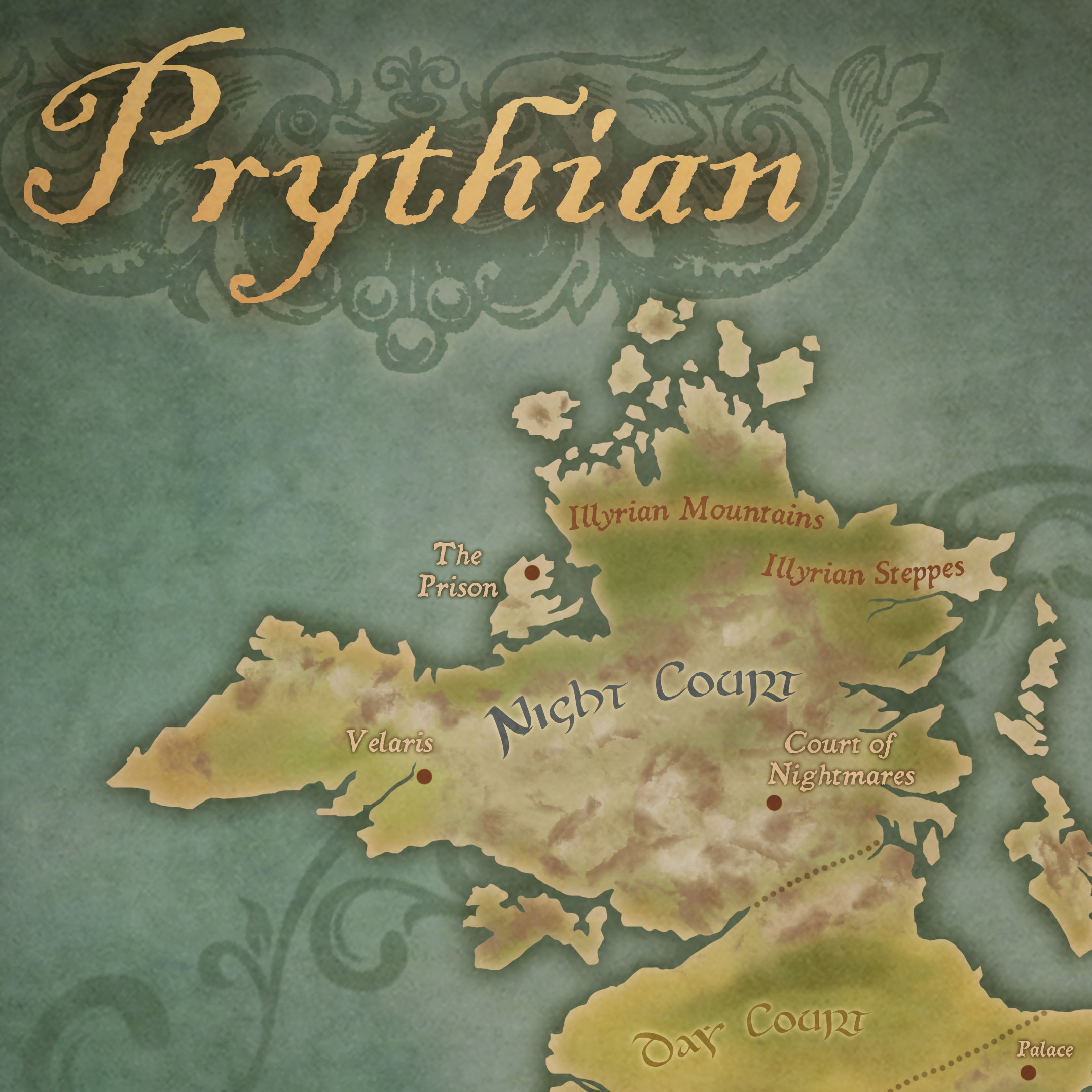 Fan Art Prythian & World Map From "a Court of Thrones and Roses" by ...