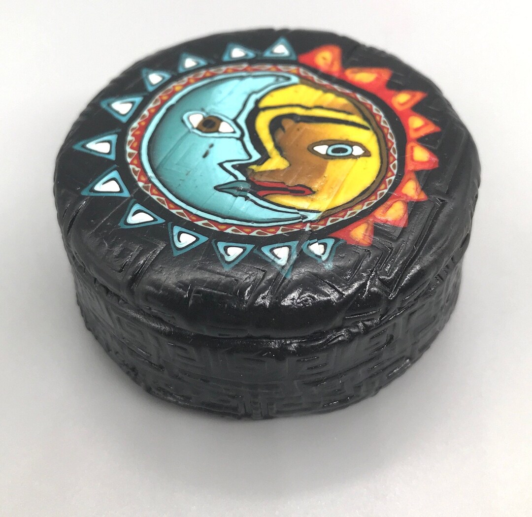 Celestial Sun and Moon Clay Trinket Dish With Lid - Handcrafted Ring ...