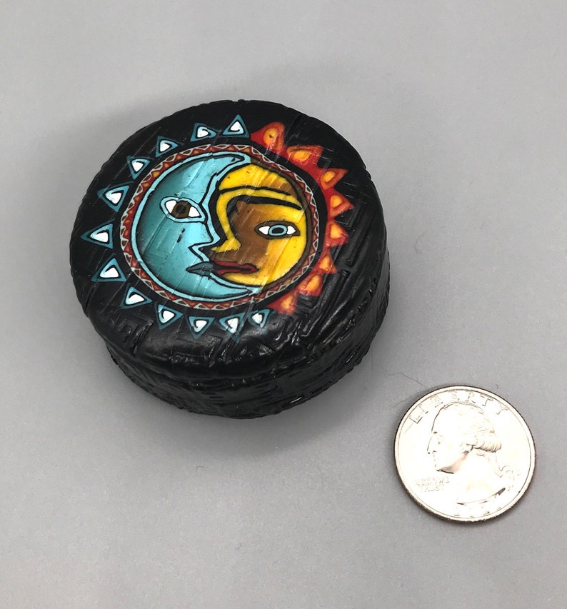 Celestial Sun and Moon Clay Trinket Dish With Lid - Handcrafted Ring ...
