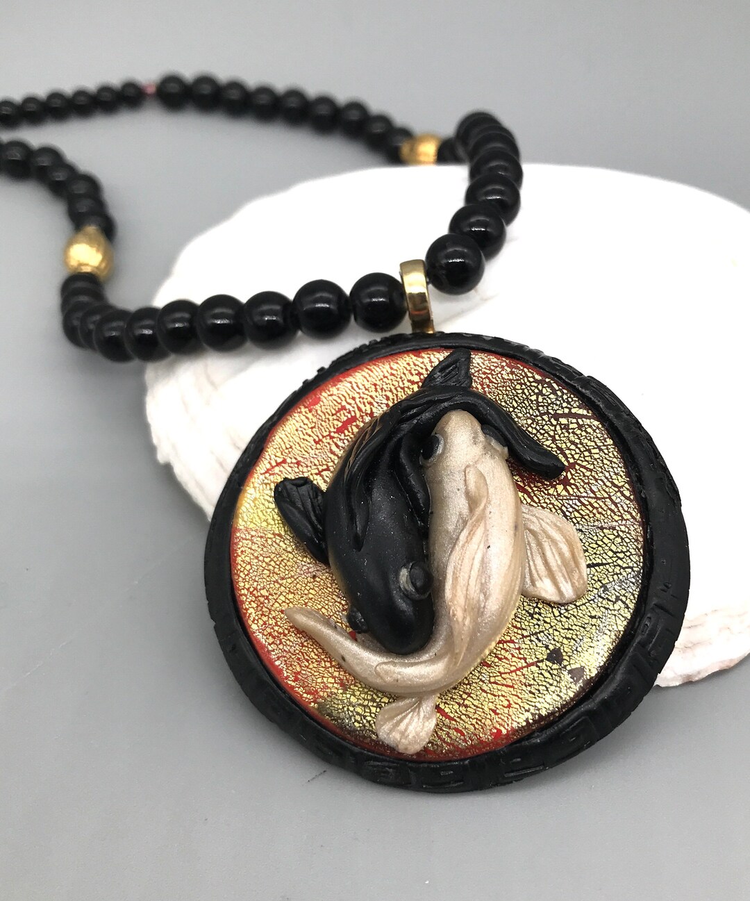 Koi Fish Yin Yang Necklace – Bold Statement Piece for Animal Jewelry ...