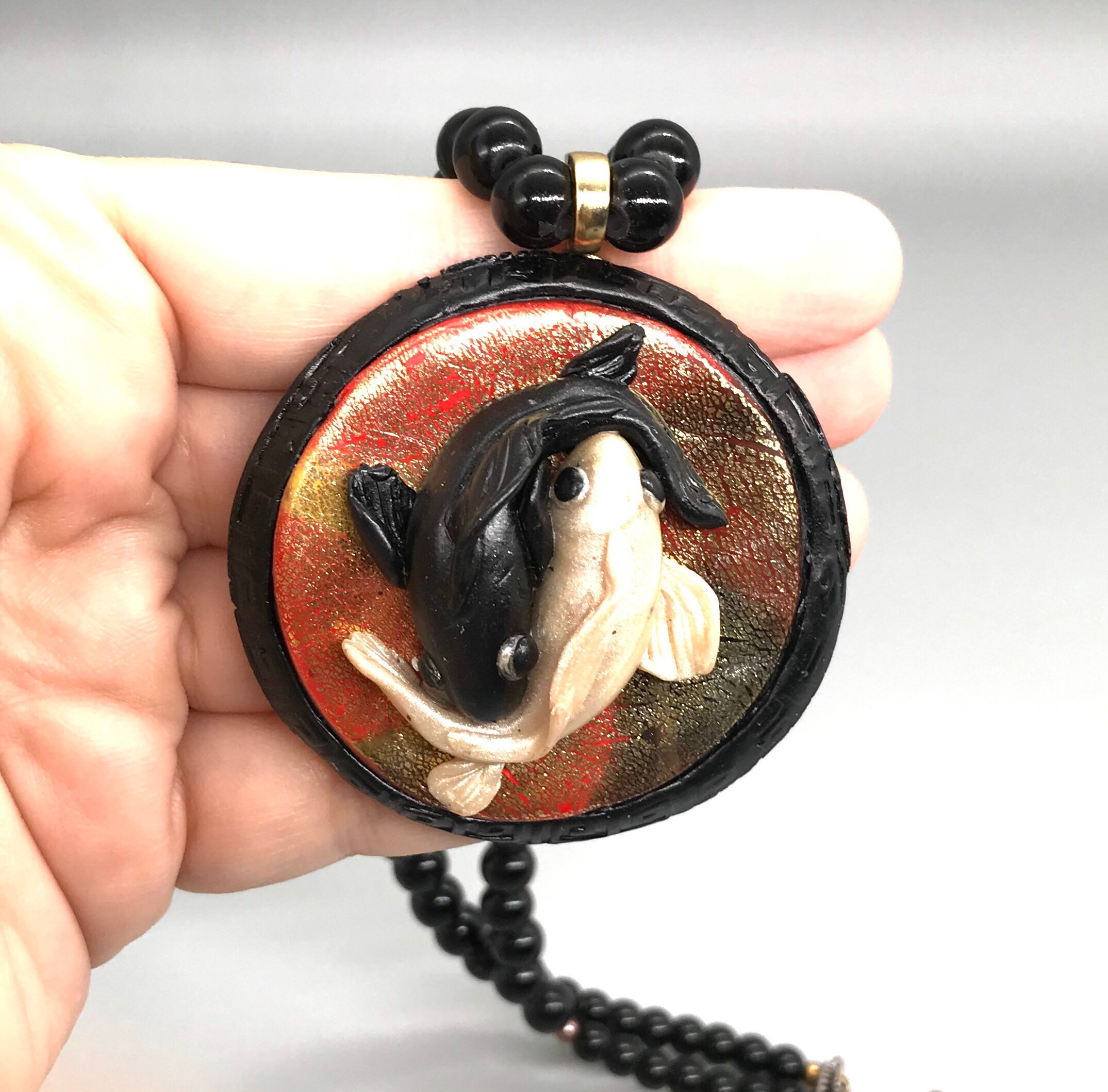 Koi Fish Yin Yang Necklace Bold Statement Piece for Animal Jewelry ...