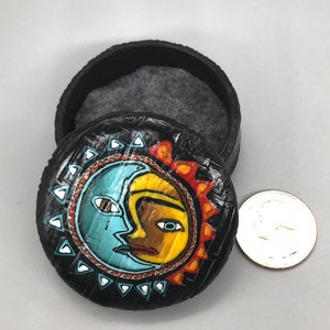 Celestial Sun and Moon Clay Trinket Dish With Lid - Handcrafted Ring ...