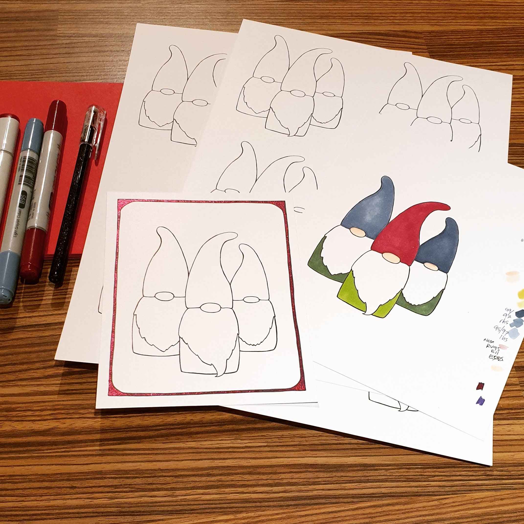 Christmas Nisse Gnomes Digital Stamp, Scrapbooking, Hand Drawn ...